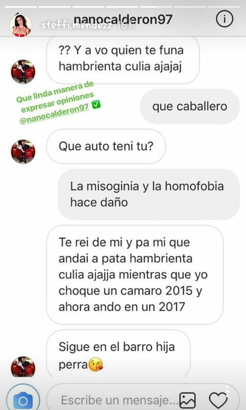 Steffi Méndez muestra conversación con Hernán Calderón y deja en ... Steffi Méndez muestra conversación con Hernán Calderón y deja en ...